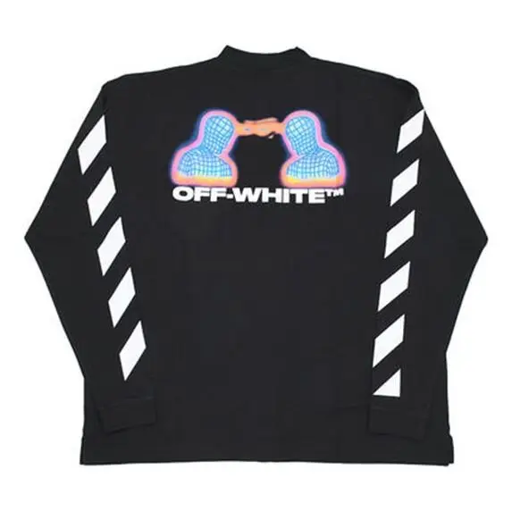 Off-White Diagonal Stripe Cotton Long Sleeve - Black