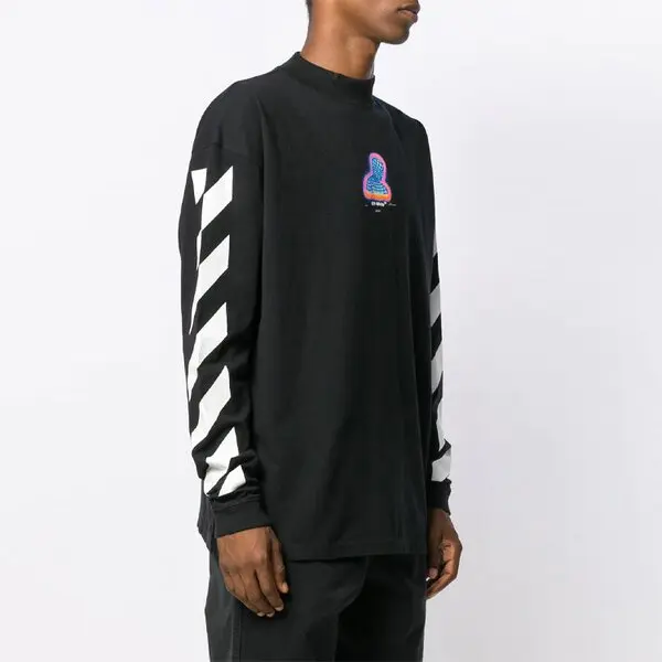 Off-White Diagonal Stripe Cotton Long Sleeve