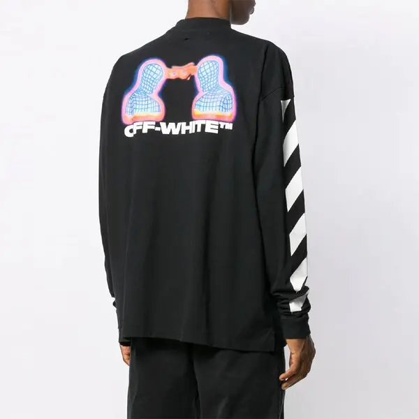 Off-White Diagonal Stripe Cotton Long Sleeve