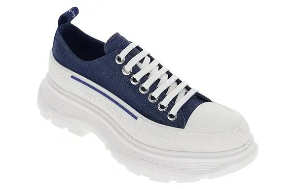 Alexander McQueen Tread Slick Lace Up Sneakers - Blue Denim
