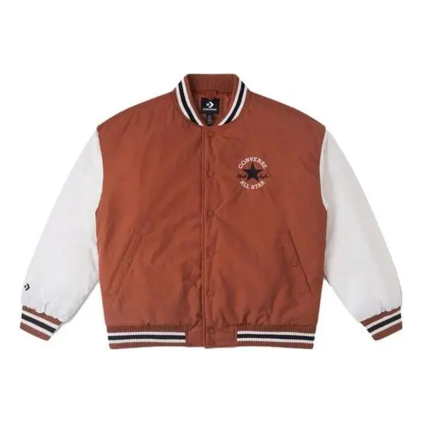 CONVERSE Padded Baseball Jacket - White/brown