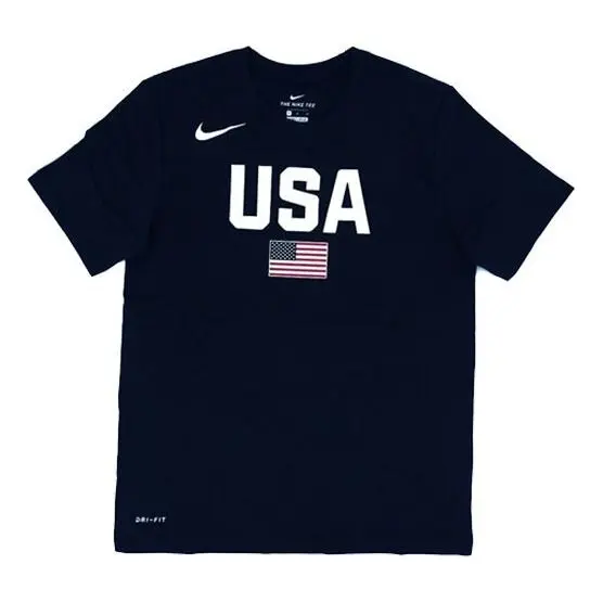 Nike Usa Basketball Quick Dry Short Sleeve T-shirt - Dark Blue