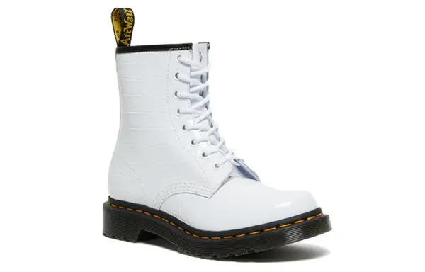 Dr. Martens 1460 Patent Croc Emboss Leather Boots - White