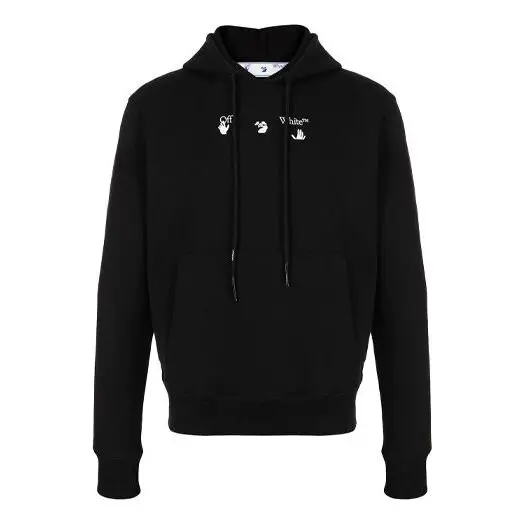 Off-White Long Sleeve Hoodie With Graphic Print - Black