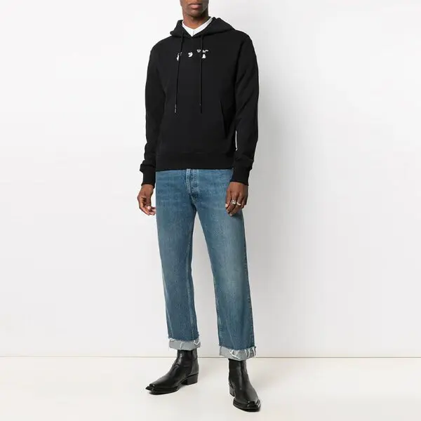 Off-White Long Sleeve Hoodie With Graphic Print