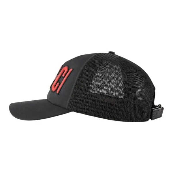 Gucci Embroidered Logo Baseball Cap - Black/red