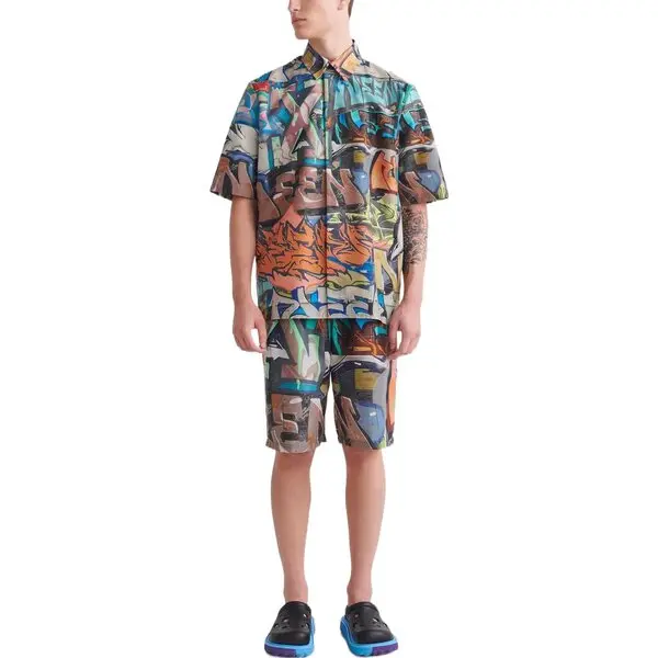 Off-White Graffiti Printing Logo Pattern Short Sleeve Multicolor Shirt