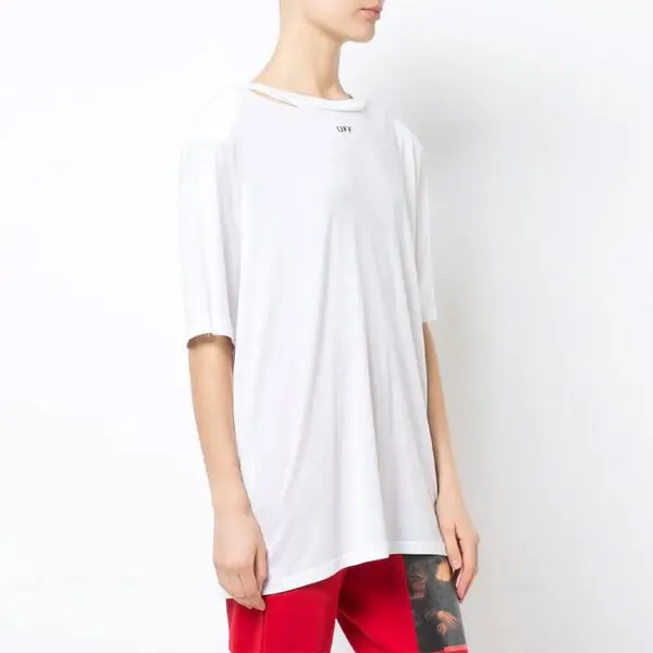 Off-White Oversized Slit Crewneck T-shirt With Back Print