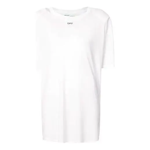 Off-White Oversized Slit Crewneck T-shirt With Back Print - White