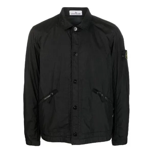 Stone Island Padded Crinkle Reps Nylon Shirt Jacket - Black