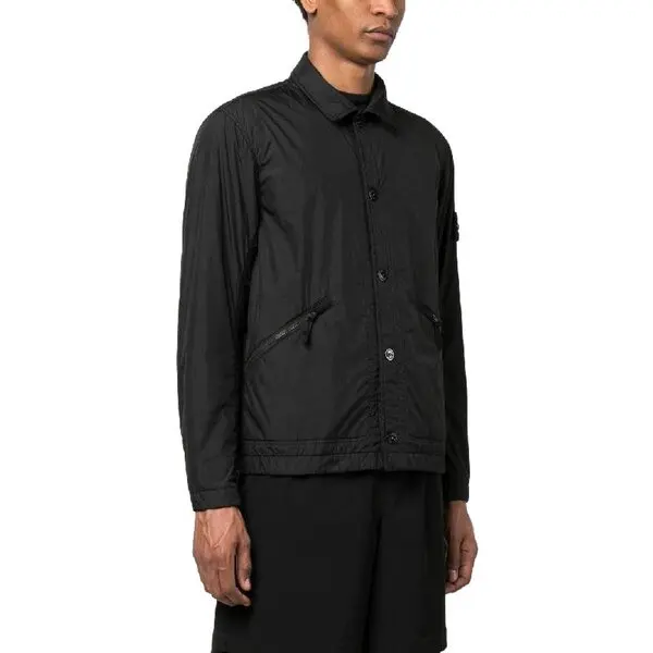 Stone Island Padded Crinkle Reps Nylon Shirt Jacket - Black