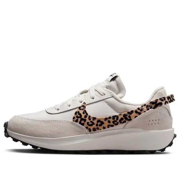 Nike Waffle Debut Sneakers With Leopard Print Detailing - Cream
