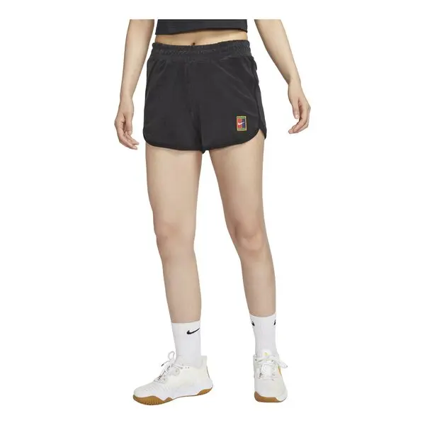 Nike Court Heritage Mid-rise French Terry Tennis Shorts - Black/black