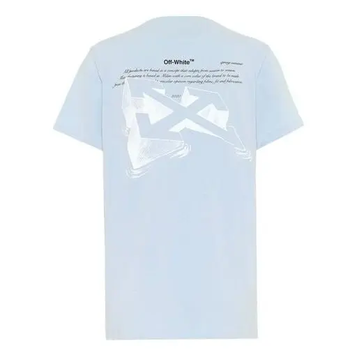 Off-White Arrows Sketch Printed Short Sleeve T-shirt - Light Blue