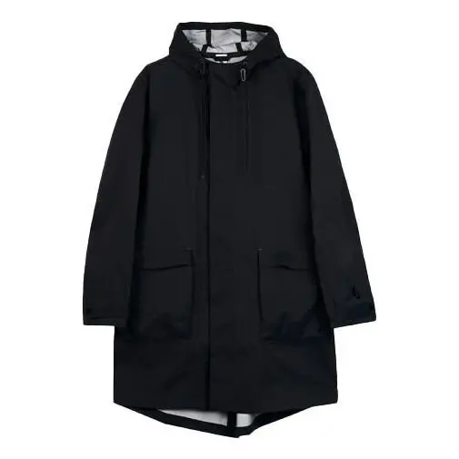 Nike Solid Color Athleisure Casual Sports Mid-length Hooded Windbreaker - Black