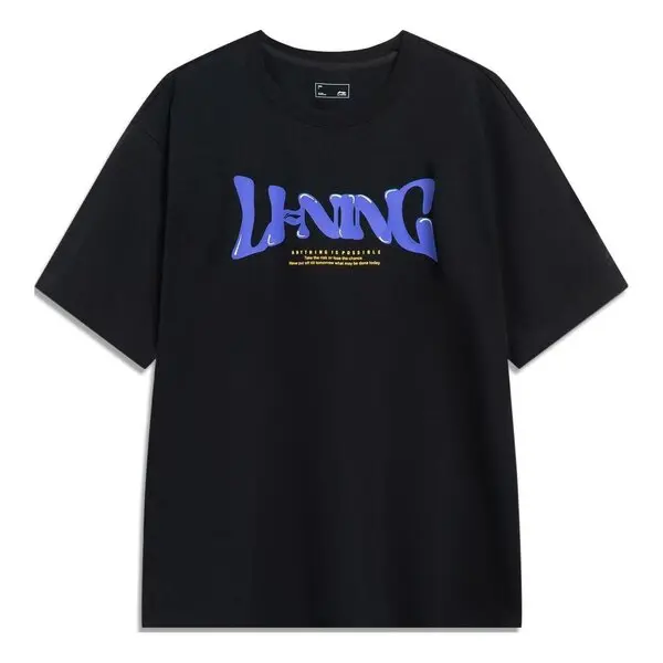 LI-NING Anything Is Possible Logo T-shirt 'black Blue - Black/blue