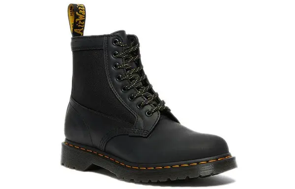 Dr. Martens 1460 Panel Leather Lace Up Boots - Black/yellow