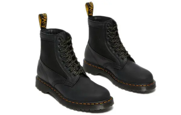 Dr. Martens 1460 Panel Leather Lace Up Boots - Black/yellow