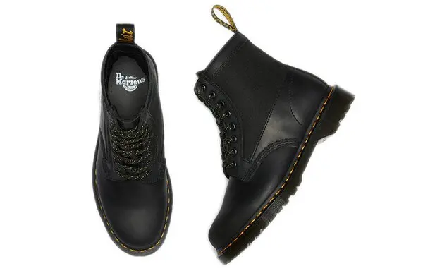 Dr. Martens 1460 Panel Leather Lace Up Boots - Black/yellow