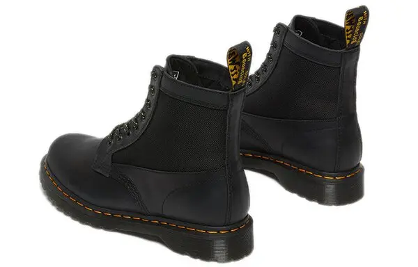 Dr. Martens 1460 Panel Leather Lace Up Boots - Black/yellow