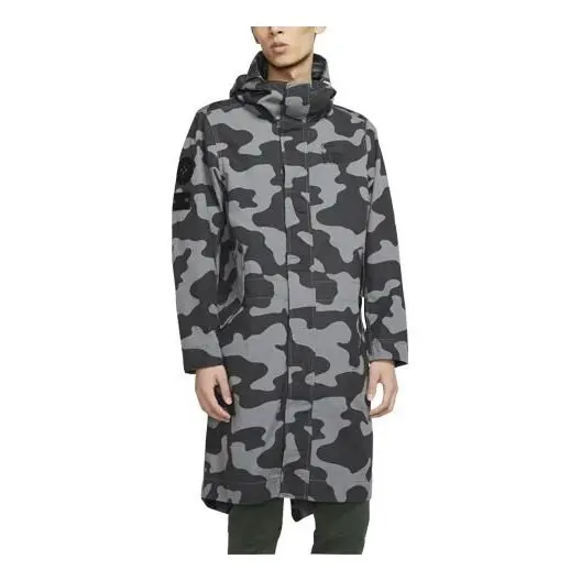 Nike Mid-length Camouflage Hooded Windproof Jacket