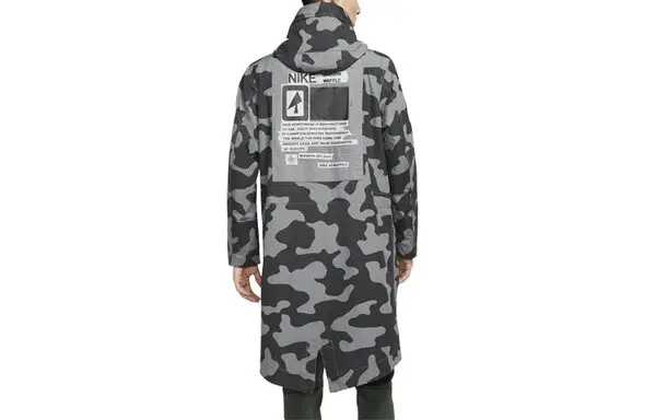 Nike Mid-length Camouflage Hooded Windproof Jacket