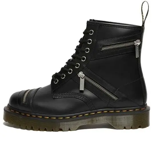 Dr. Martens 1460 Bex Combat Boots With Zip Detailing - Black