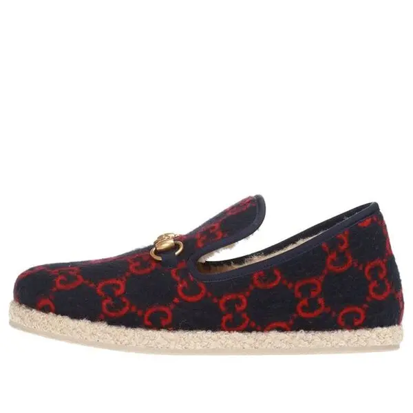 Gucci Wool Loafers With Horsebit Detail - Navy/red