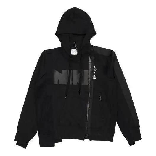Nike X Sacai Double-zip Hoodie - Black/dark Obsidian