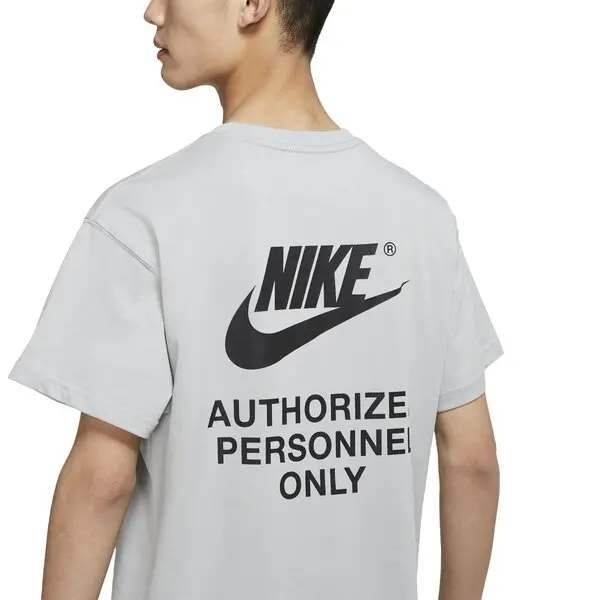 Nike Printing Alphabet Logo Round Neck Cotton Short Sleeve Gray - Multi-color