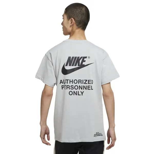 Nike Printing Alphabet Logo Round Neck Cotton Short Sleeve Gray