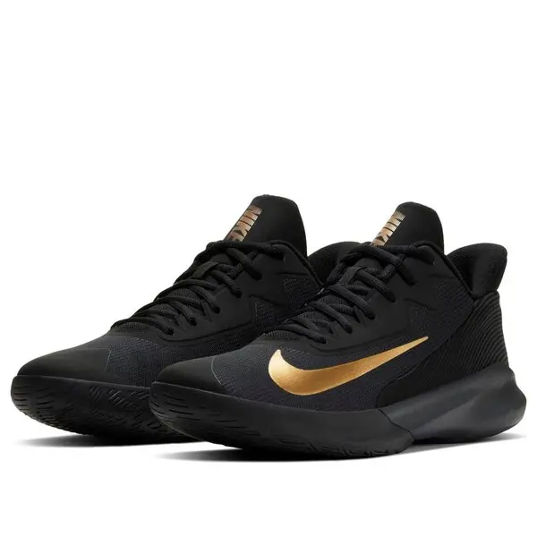 Nike Precision 4 Metallic Gold Basketball Sneakers - Black