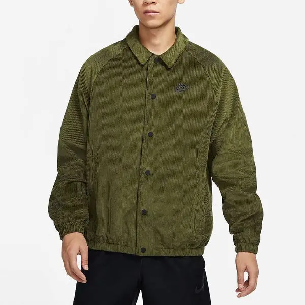 Nike Stack Logo Casual Corduroy Jacket - Green