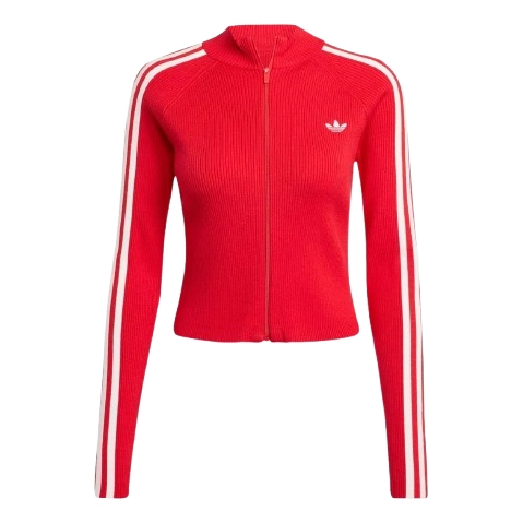 Adidas 3-striped Slim Knit Track Top - Red