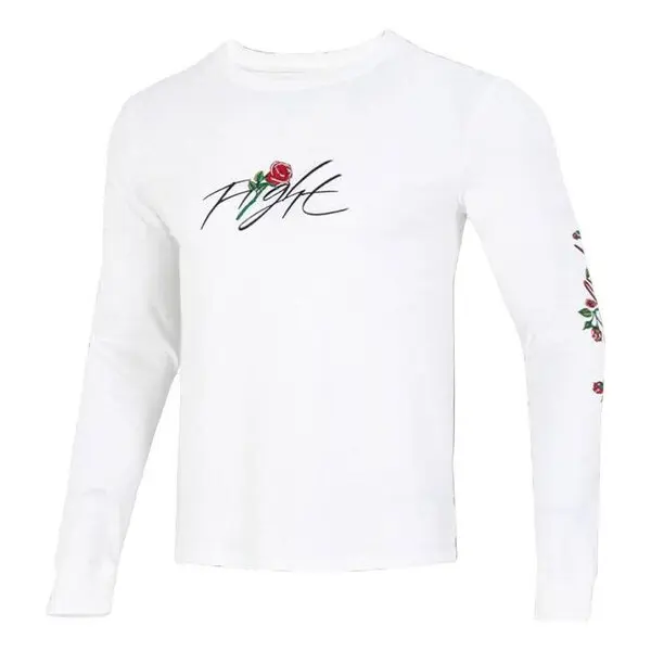 Nike Sleeve Side Flowers Logo Printing Round Neck Long Sleeves White - Default Colorway