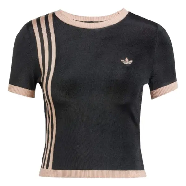 Adidas Knitted 3-stripes Short Sleeve T-shirt - Black