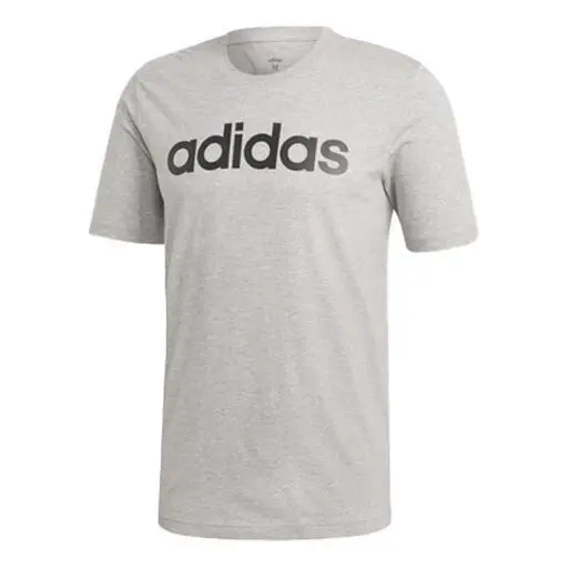 Adidas Lin Tee Sports Stylish Alphabet Medium Hemp Grey T-shirt - Gray