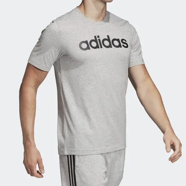 Adidas Lin Tee Sports Stylish Alphabet Medium Hemp Grey T-shirt - Gray