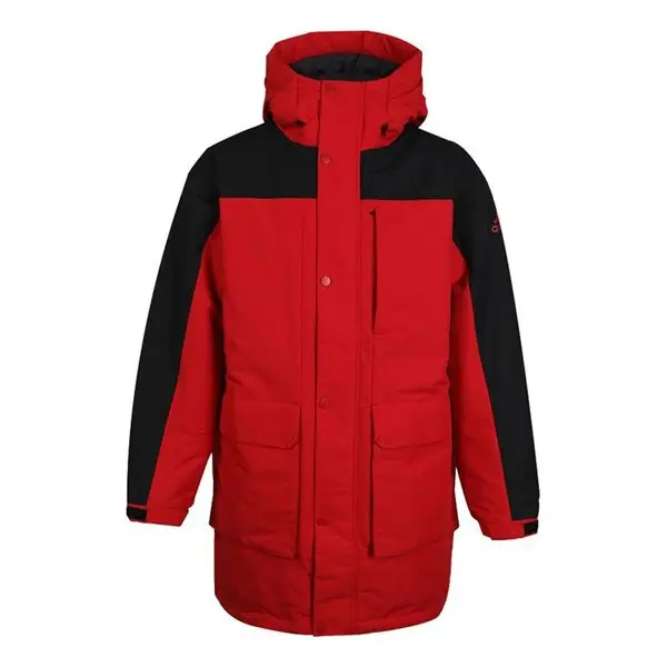 Adidas Mid Parka With Hood And Long Sleeves - Red