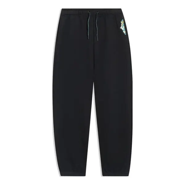 LI-NING Embroidered Graphic Sweatpants - Black