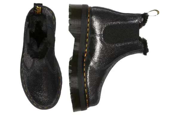 Dr. Martens 2976 Faux Fur-lined Metallic Platform Chelsea Boots