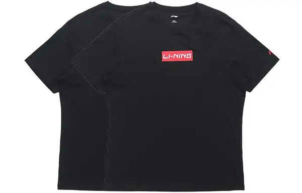 LI-NING Box Logo T-shirt 'black Red - Black/red/white