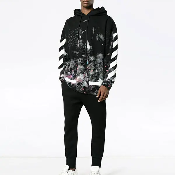 Off-White Diagonal Stripe Paint Splatter Hoodie