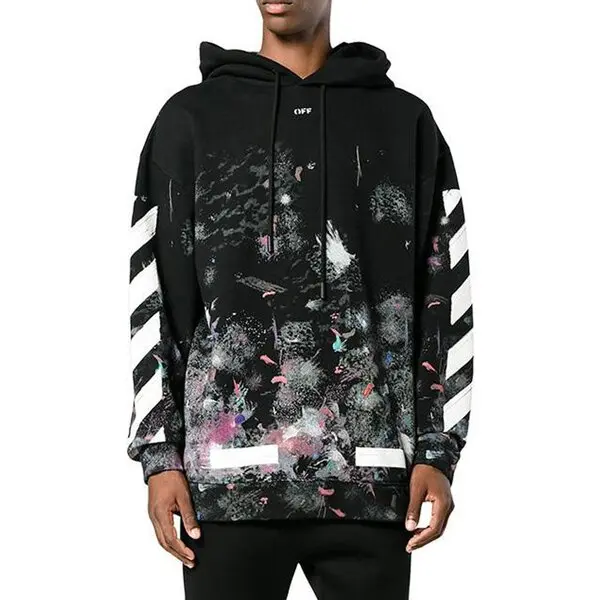 Off-White Diagonal Stripe Paint Splatter Hoodie