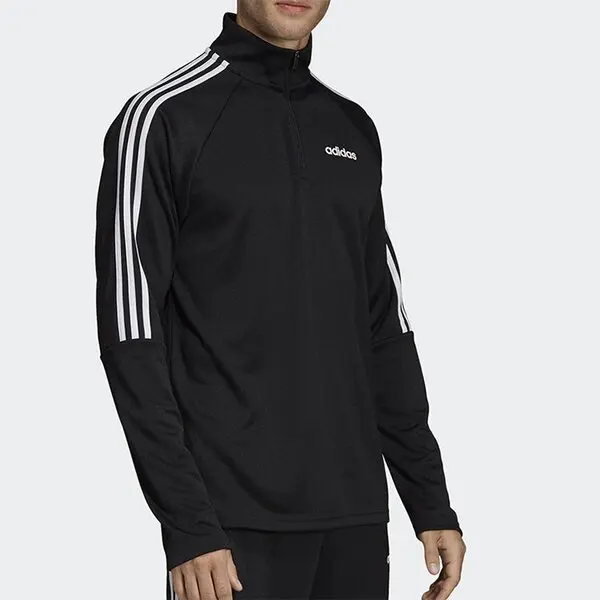 Adidas Quarter Zip Athletic Sweater With Three Stripes Detail
