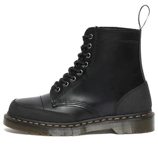 Dr. Martens 1460 Guard Panel Leather Lace Up Boots - Black