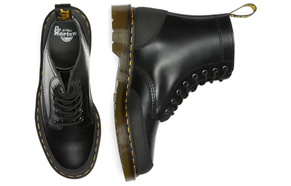 Dr. Martens 1460 Guard Panel Leather Lace Up Boots - Black