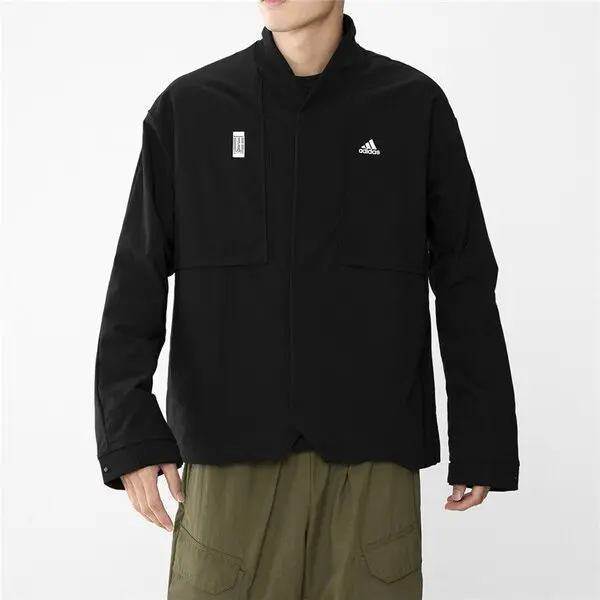 Adidas Splicing Solid Color Athleisure Casual Sports Jacket