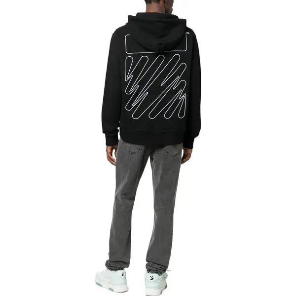 Off-White Wave Diag-stripe Zip-up Hoodie - White