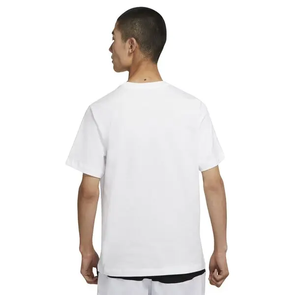 Nike Solid Color Embroidered Logo Micro Mark Round Neck Casual Short Sleeve White T-shirt - Multi-color
